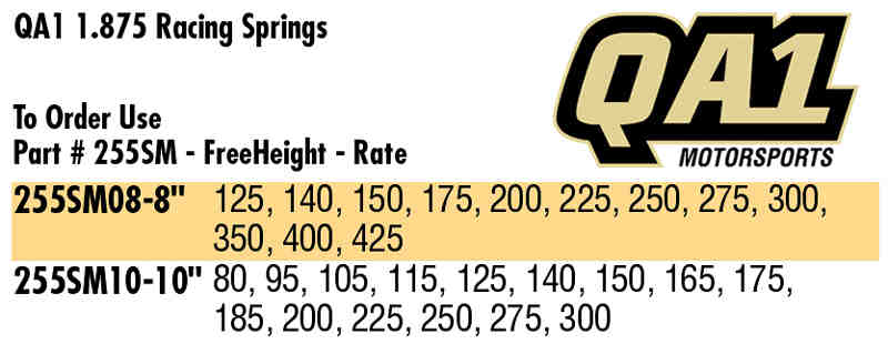 QA1 1-7/8" Chrome Racing Spring, 8"