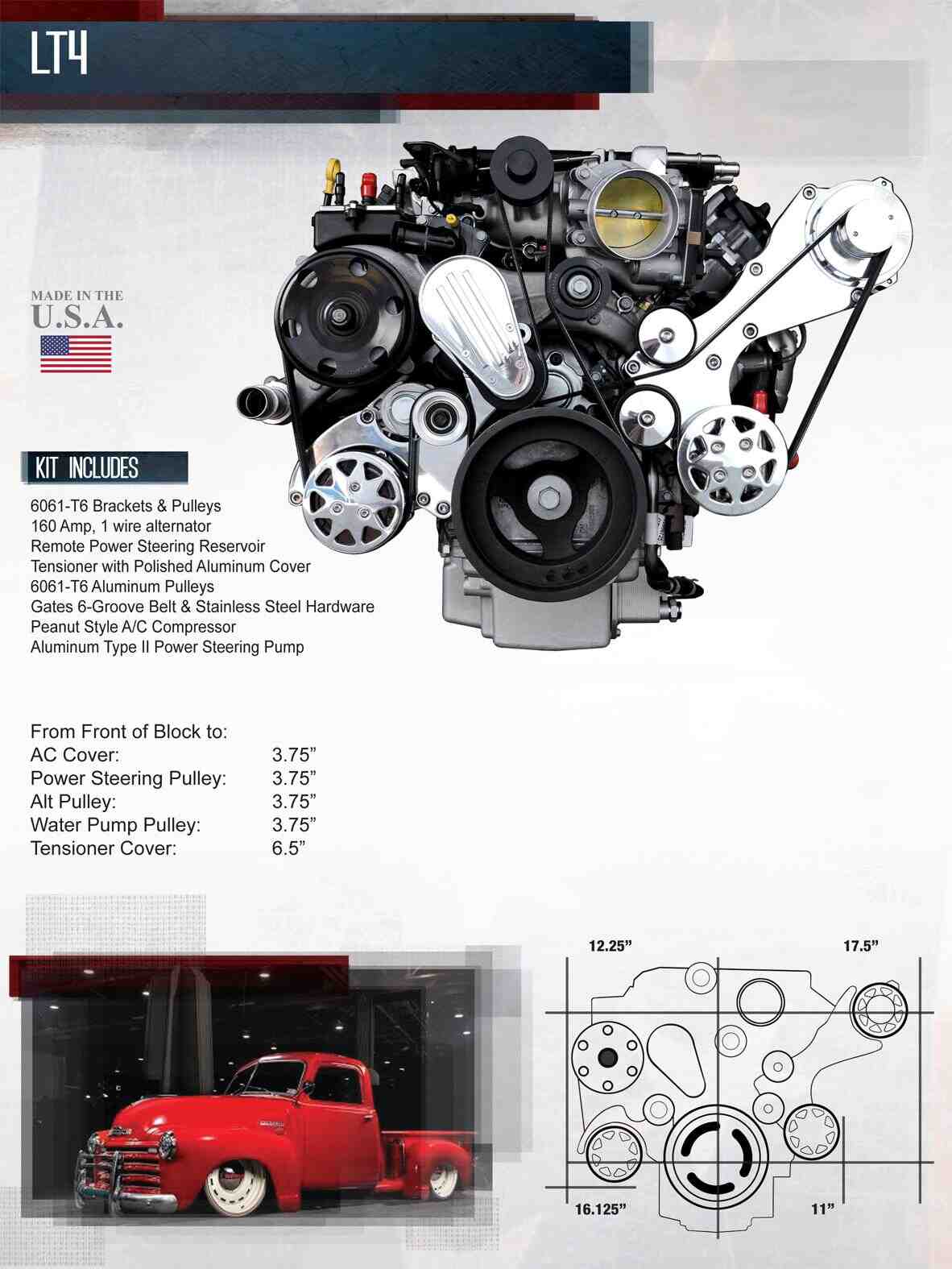 All American Billet FDS-LT4-201 Serpentine Kit, GM LT4, OP
