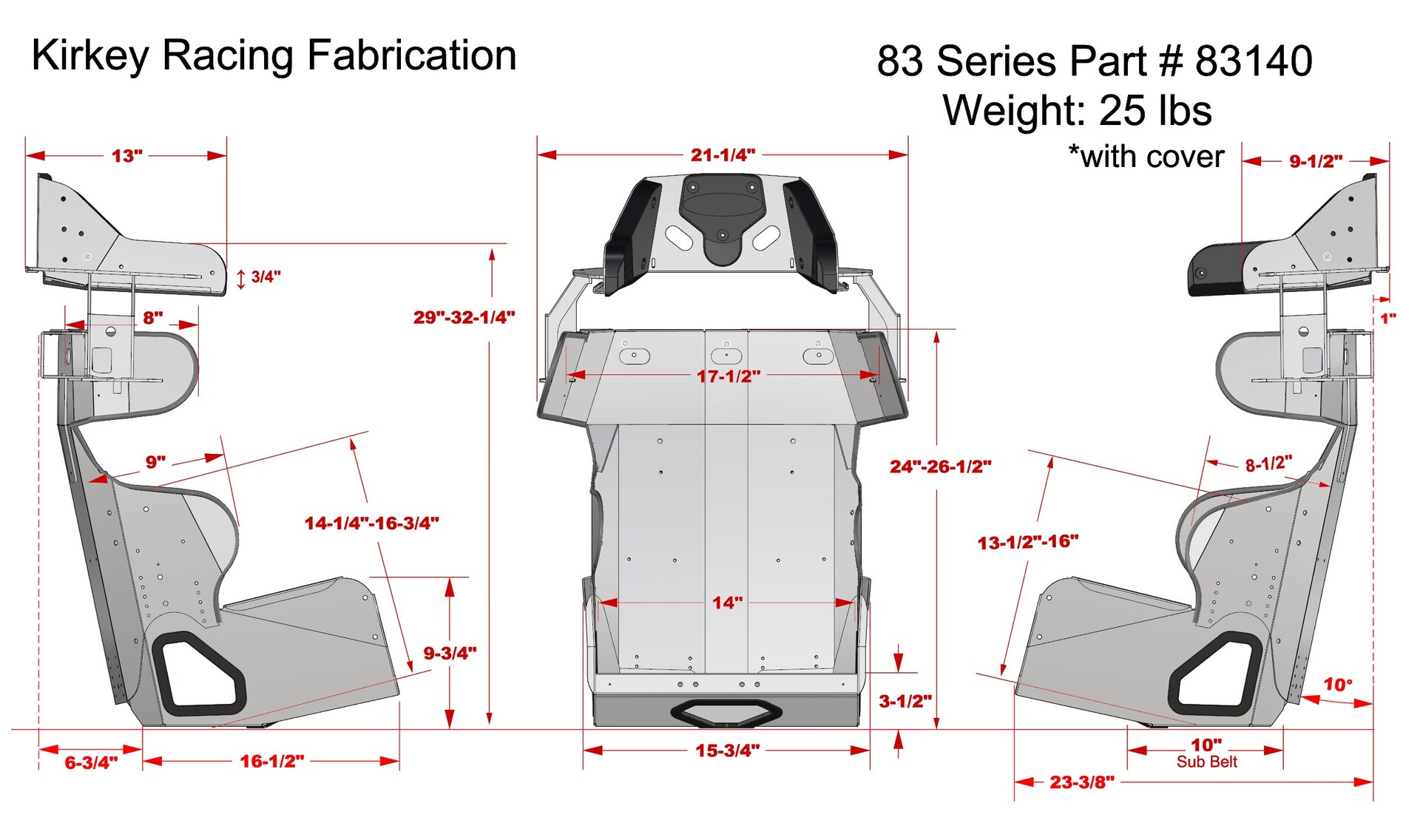 Kirkey 83 Series 10 Deg. Layback Full Containment Race Seat