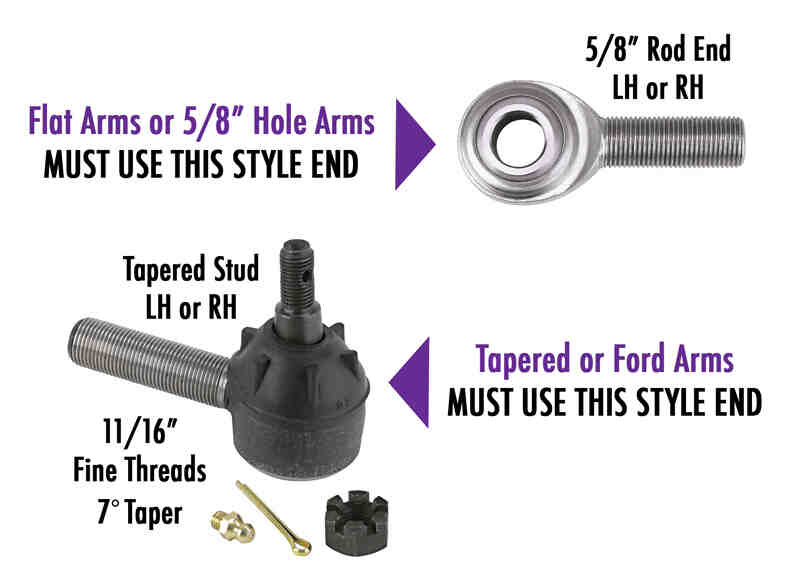 Ford Lower Tie Rod Steering Arms, Chrome, Tapered