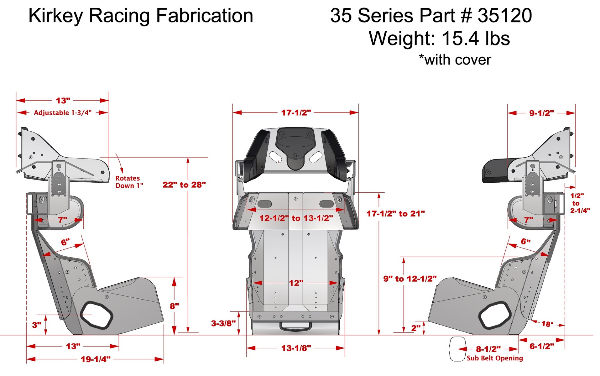 Kirkey Adjustable Full Contain Race Youth Seat and Cover