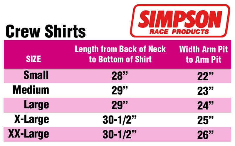 Simpson 39012MR Racing Talladega Crew Shirt Mens Size Medium, Red