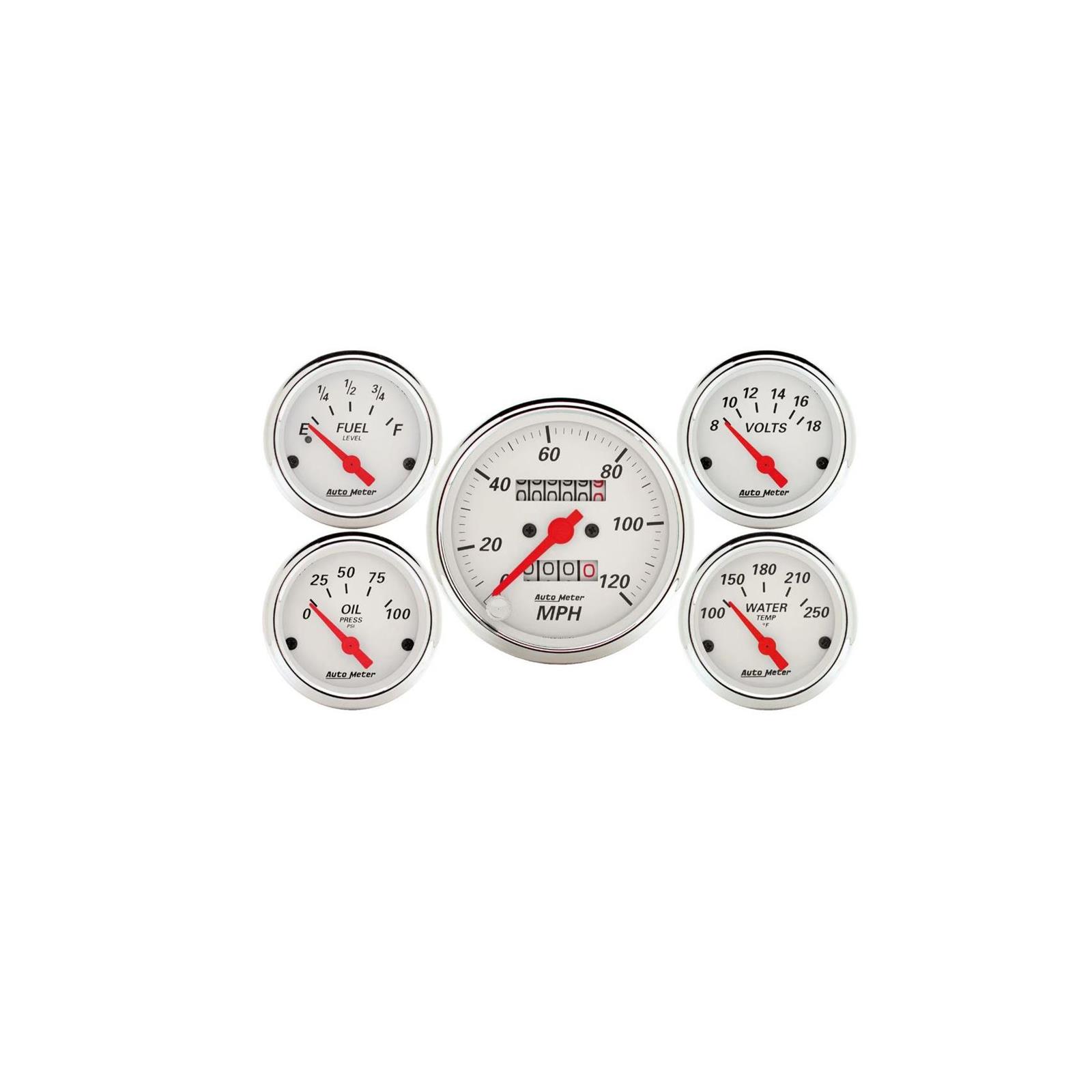 AutoMeter 1300 Arctic White 5 Piece Gauge Kit