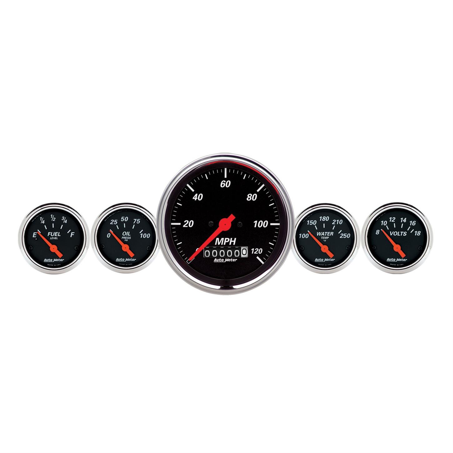 AutoMeter 1440 5 Pc. Gauge Kit, Electric Speedometer, Black