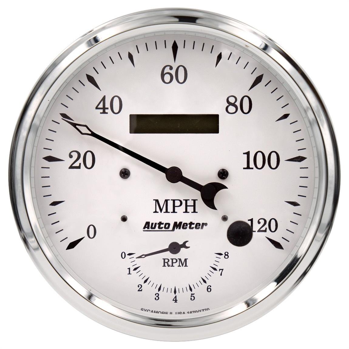 Autometer 1670 5 Inch Tachometer/Speedometer Combo, White
