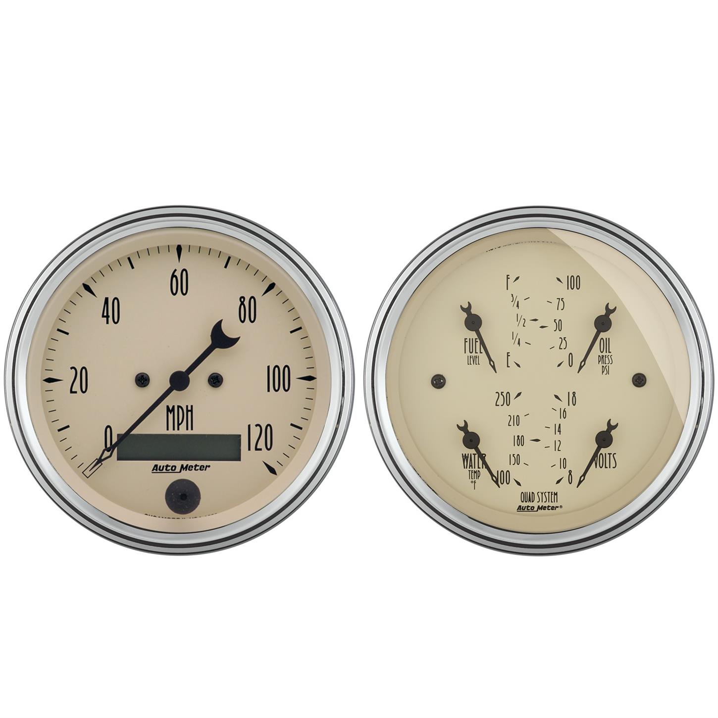 AutoMeter 1800 Quad And Speedometer, 3 3/8 Inch, Antique Beige