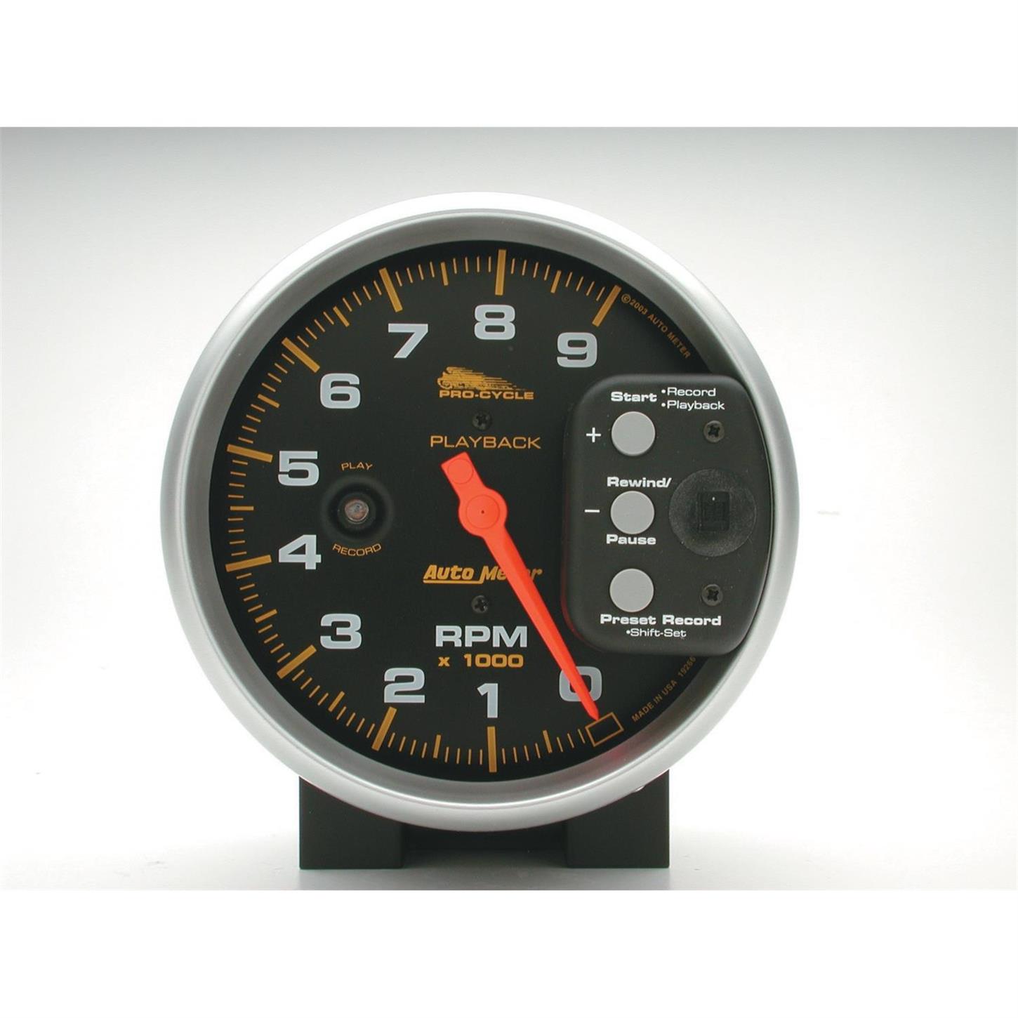 AutoMeter 19266 Tach Gauge 5 Inch, 9K RPM, W/ RPM Playback, Black