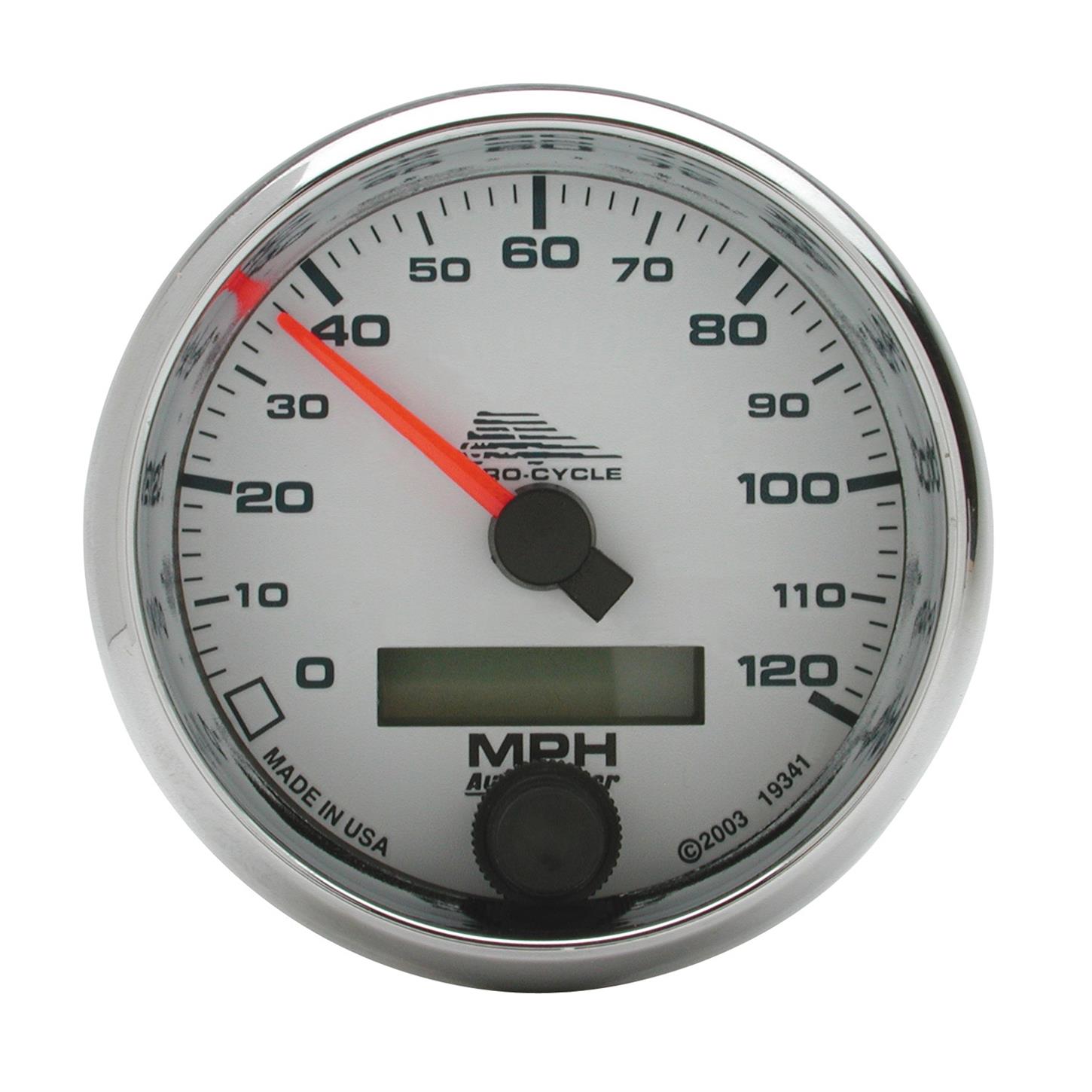 AutoMeter 19341 Speedo Gauge 2 5/8 Inch, 120 MPH, Electric, White