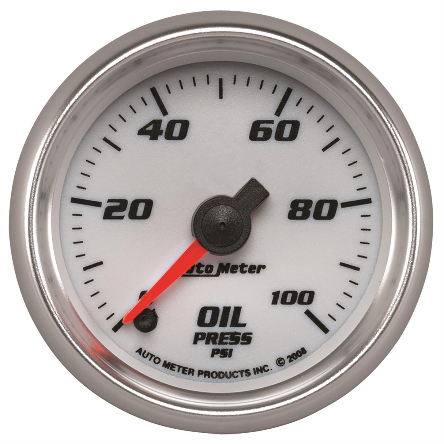 AutoMeter 19752 Oil Pressure Gauge, 2 1/16 Inch, 100PSI, White