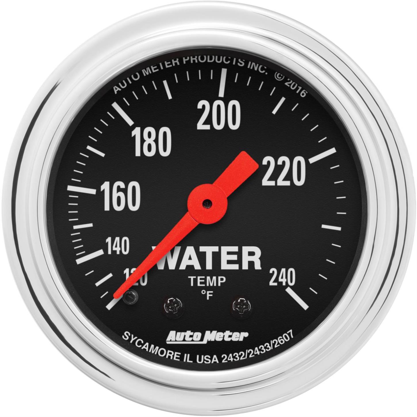 AutoMeter 2432 Trad. Chrome Mechanical Water Temperature Gauge