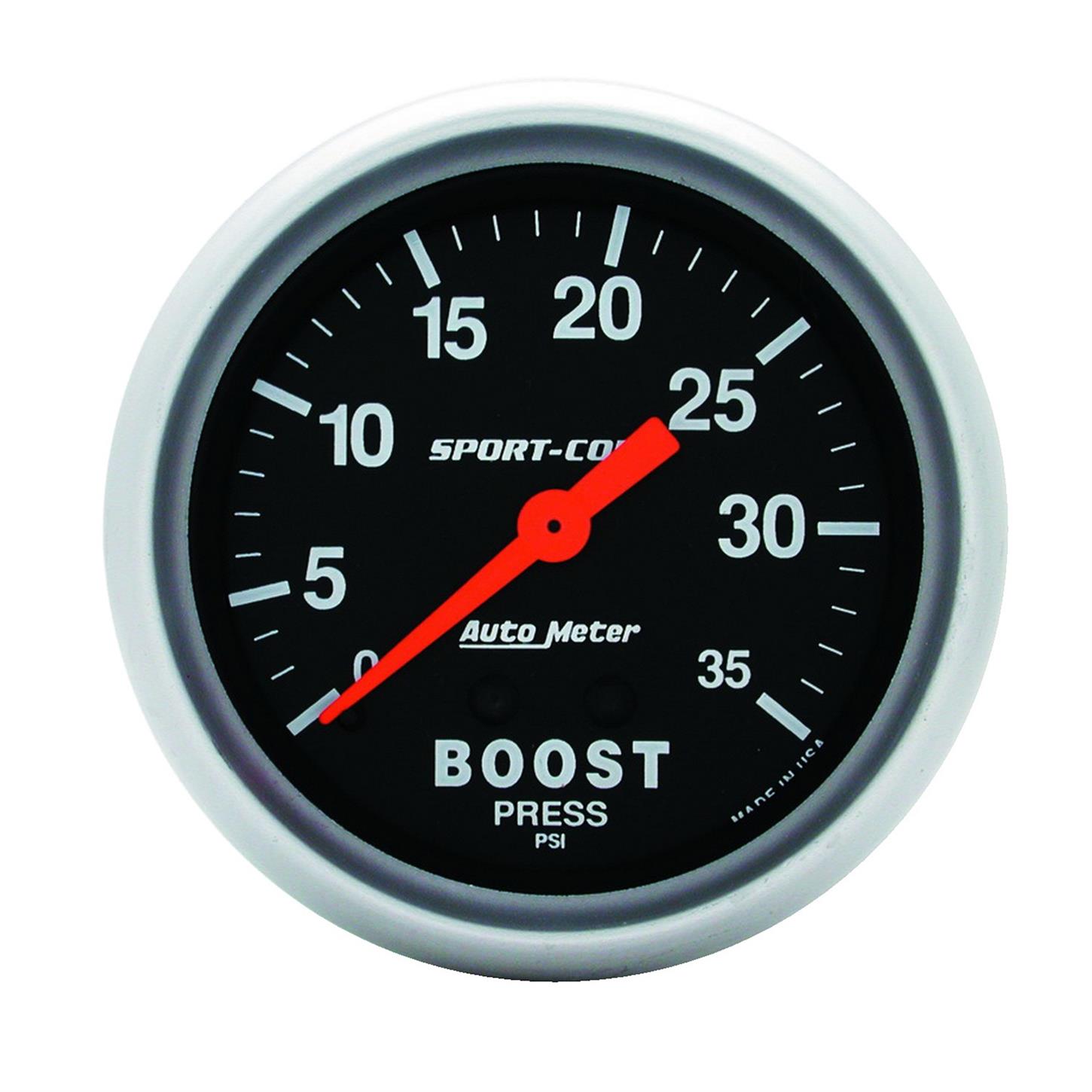 AutoMeter 3404 Sport-Comp Mechanical Boost Gauge, 35 PSI, 2-5/8