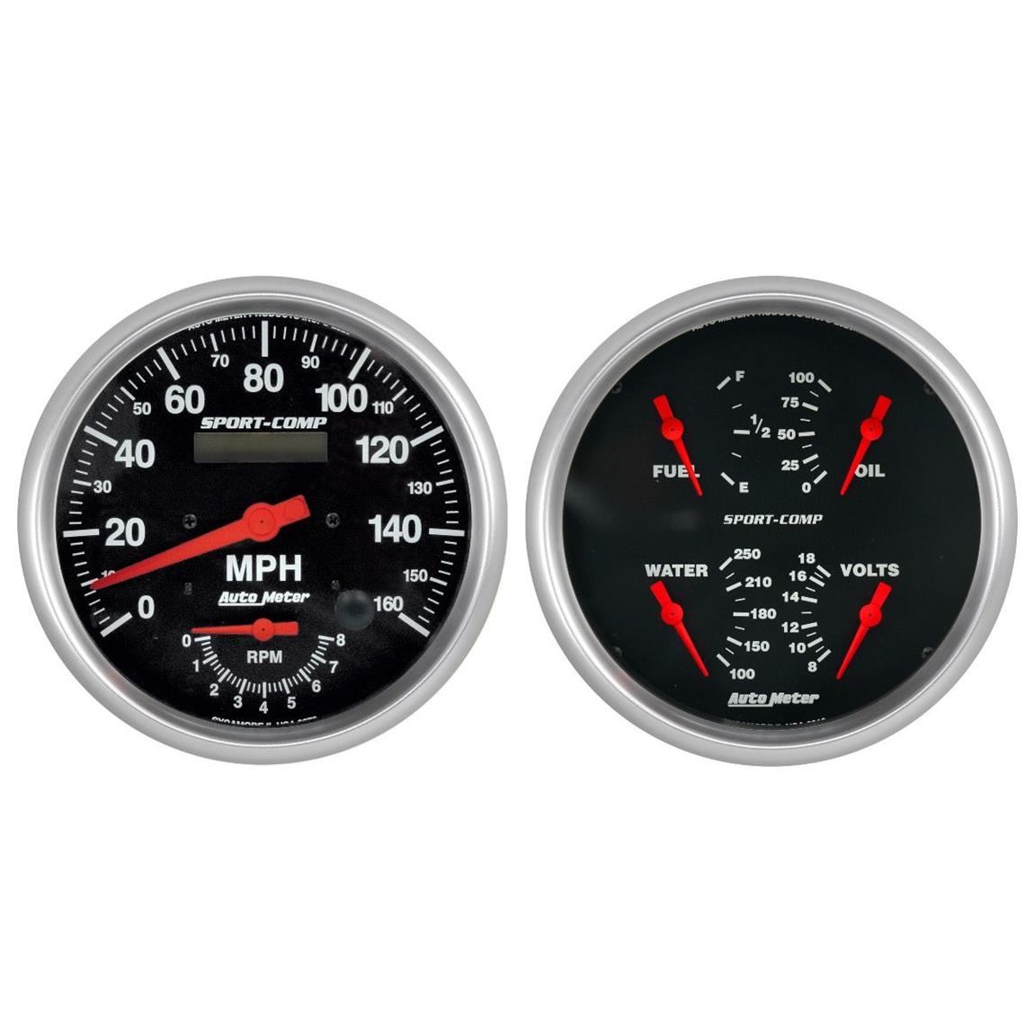 Autometer 3505 5 Inch Tachometer/Speedometer and Quad Gauge Kit