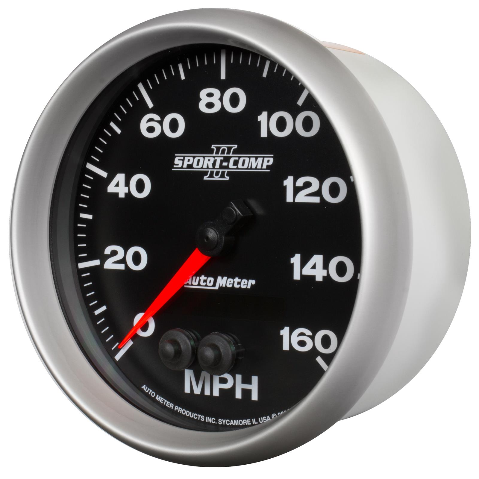 AutoMeter 3681 Sport-Comp II Speedometer, 5, 0-160 MPH, Flat Lens