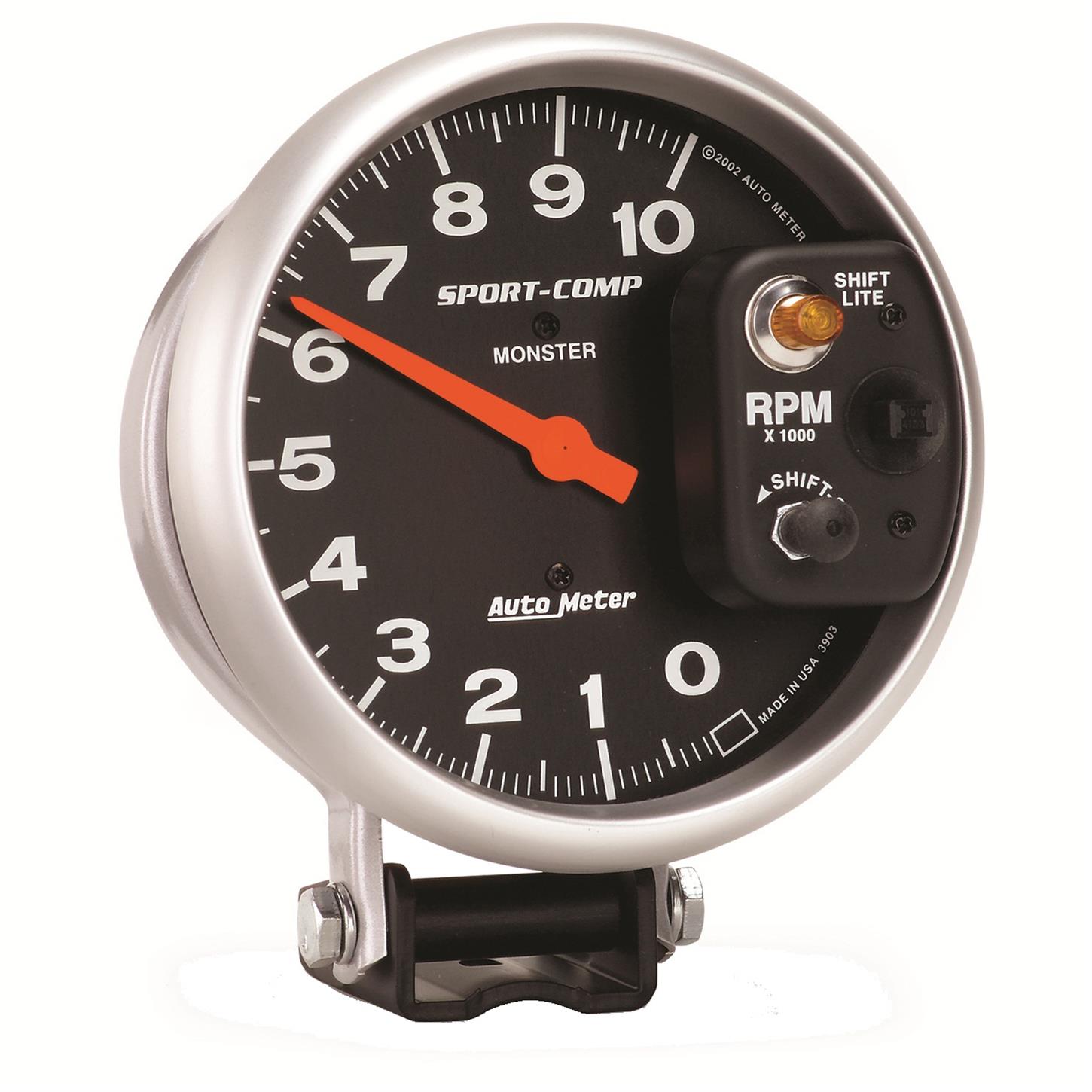AutoMeter 3903 Tach Gauge, 5 Inch, 10K RPM, W/ Int. Shift-Lite