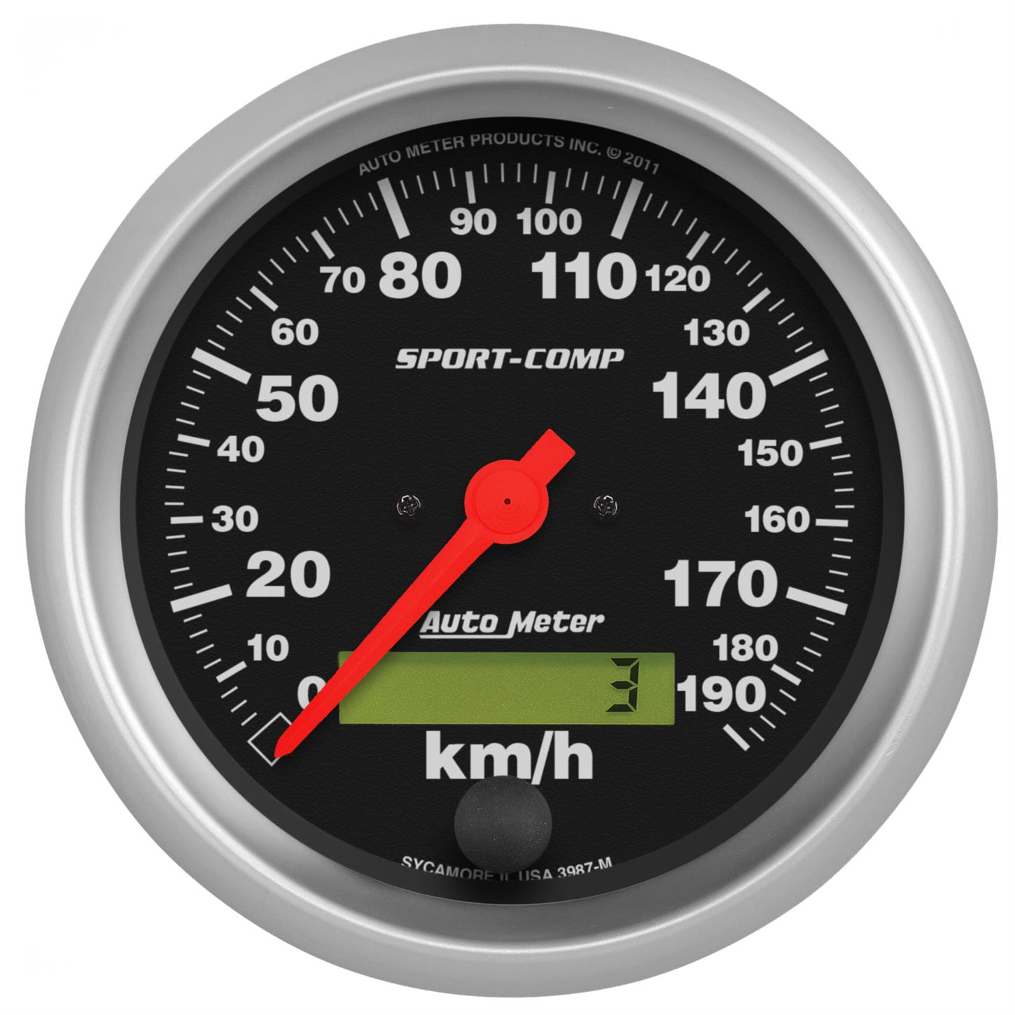 AutoMeter 3987-M Sport-Comp Air-Core Speedometer, 190km/h, 3-3/8