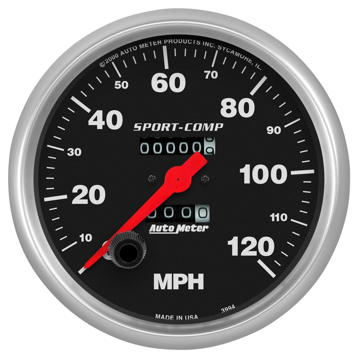 AutoMeter 3994 Sport-Comp Mechanical Speedometer, 120 MPH, 5 Inch