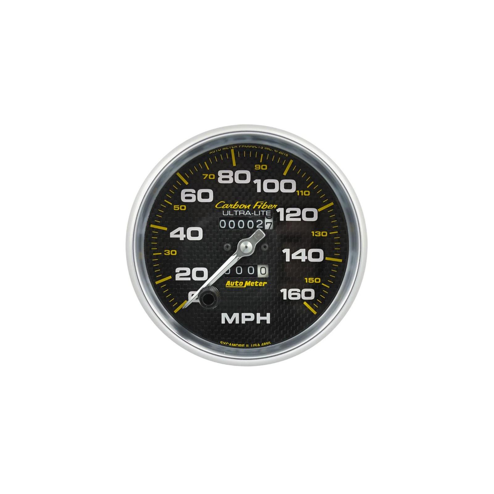 AutoMeter 4895 Speedo Gauge, 5 Inch, 160MPH, Mechanical, Carbon