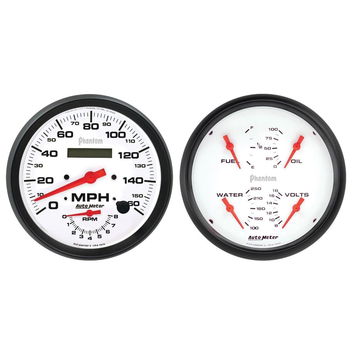 Autometer 5805 5 Inch Tachometer/Speedometer and Quad Gauge Kit