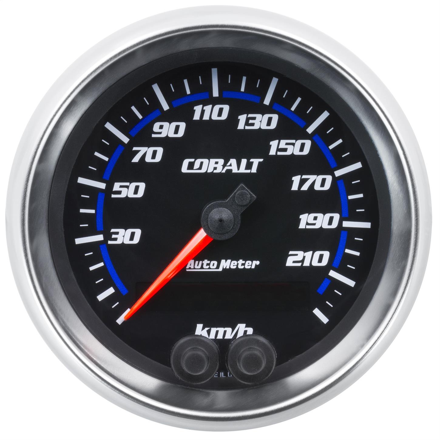 AutoMeter 6280-M Speedo Gauge, 3 3/8 Inch, 225KMH, GPS, Cobalt