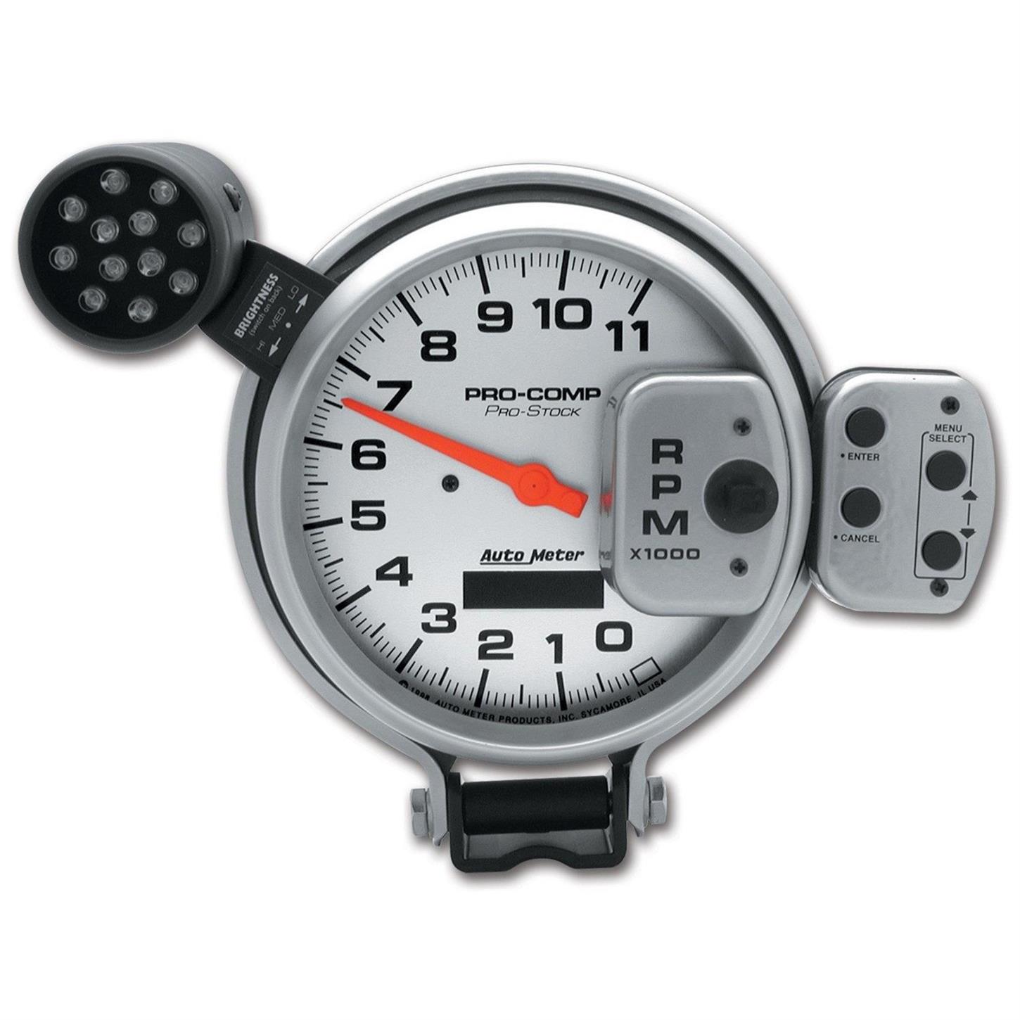 AutoMeter 6834 Tach Gauge, 5 Inch, 11K RPM, Super Lite And Memory