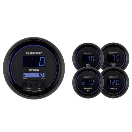 AutoMeter 6900 Gauge Kit, 5 Pc, Elec Speedo, Digital, Black