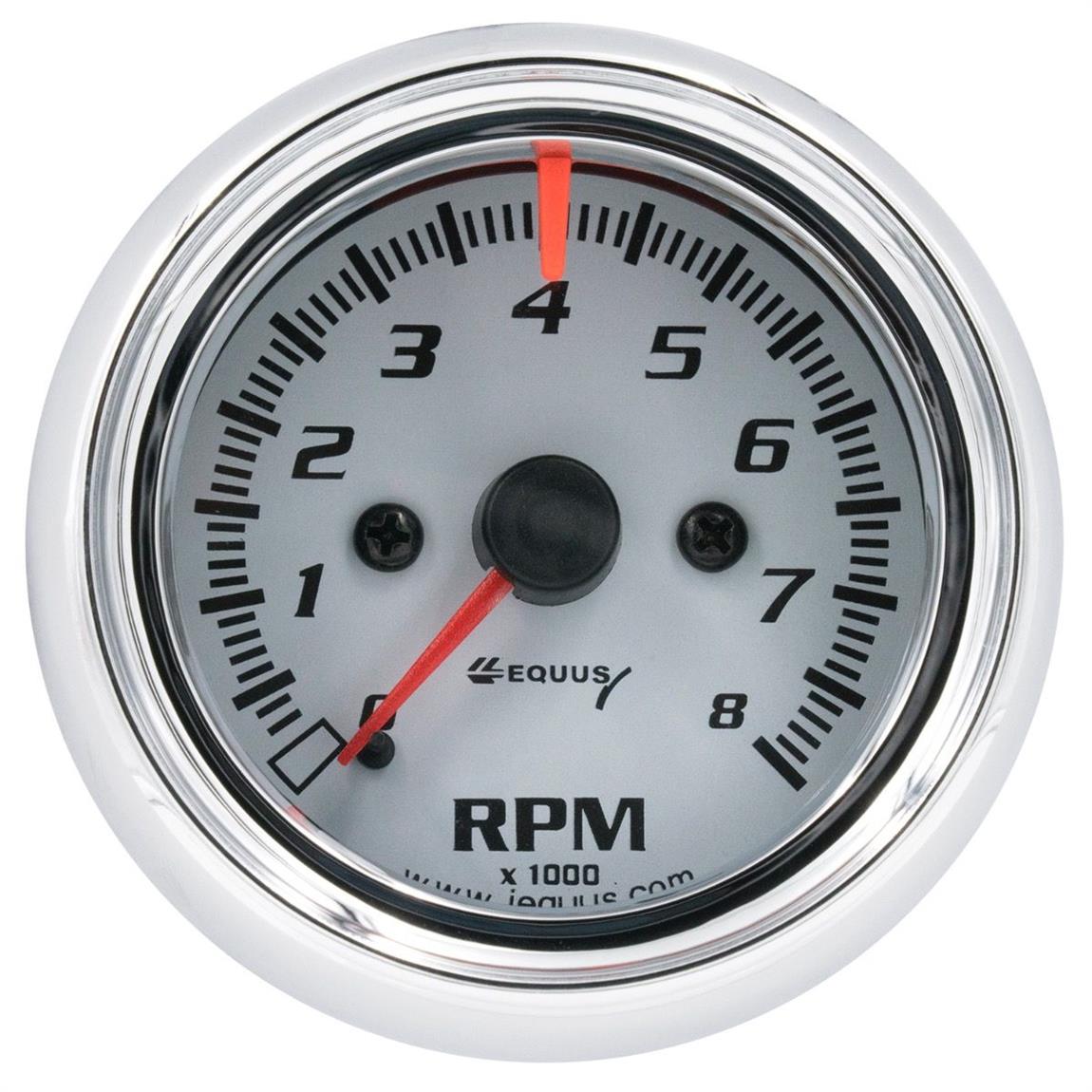 Equus E5076 5000 Series 2-1/2 Inch White Tachometer, 8,000 RPM