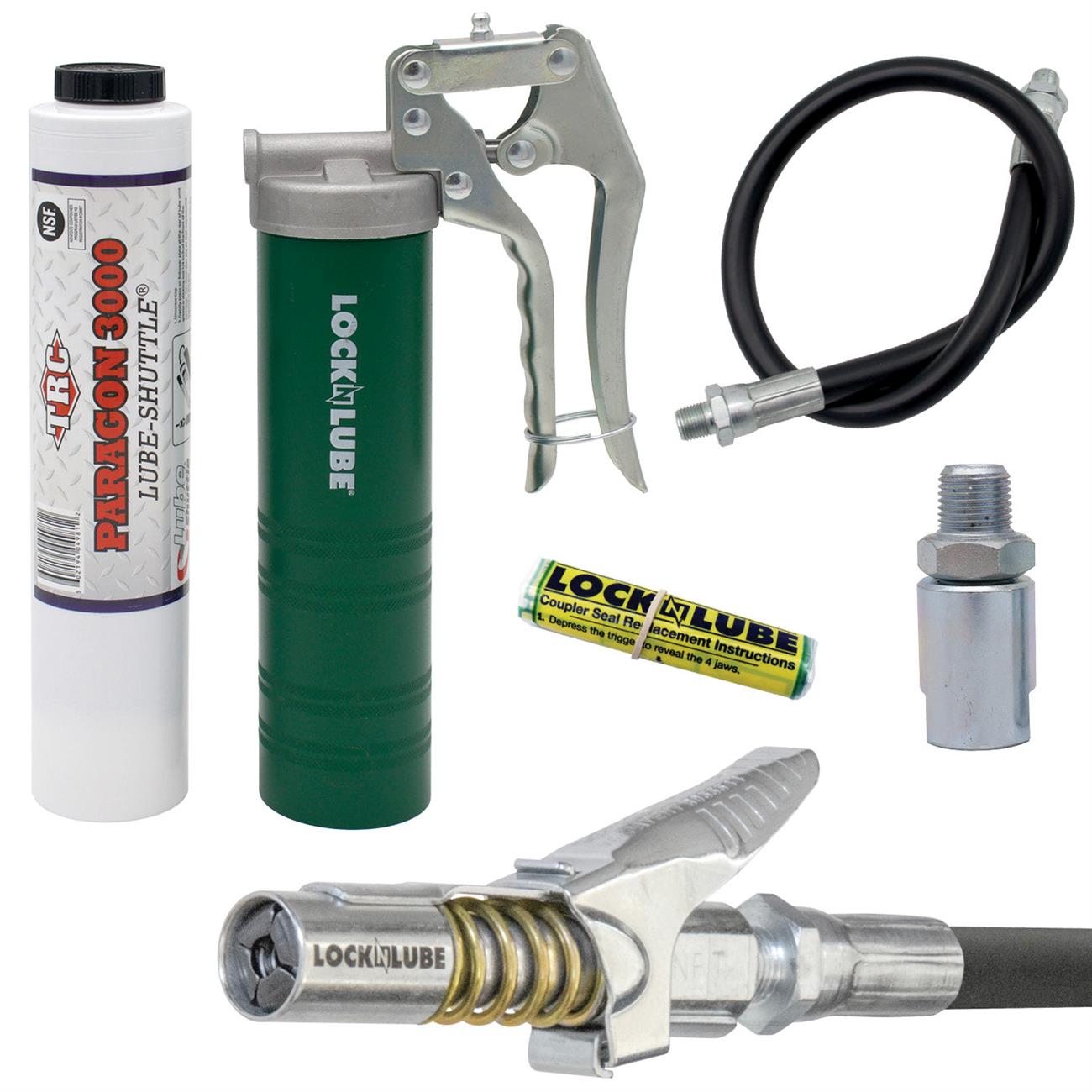 LockNLube LNL154 Grease Gun Kit, Pistol-Grip, Spin-On