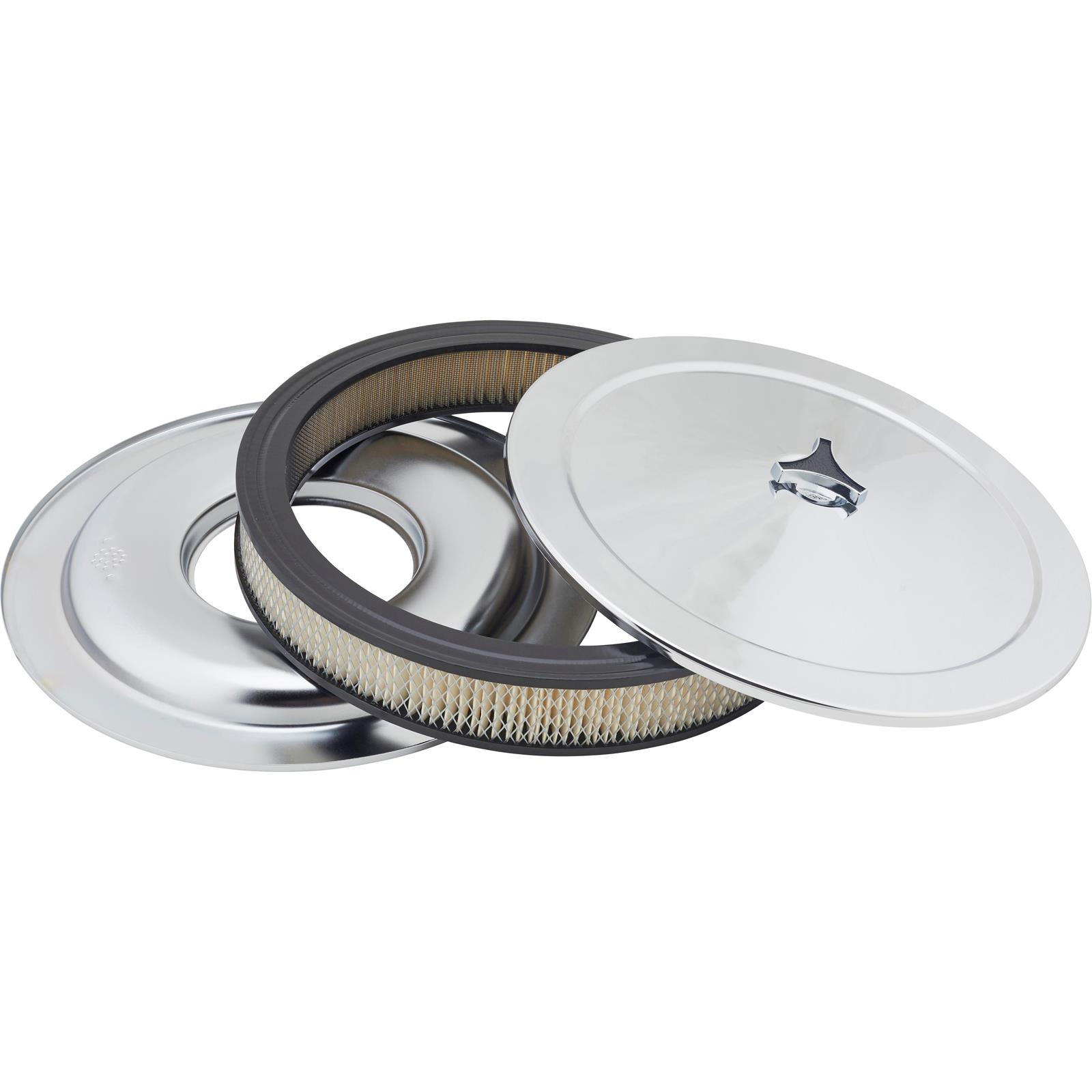 Chrome Deep Dish Performance Air Cleaner, 14 x 2 Inch, 4 Barrel Carb.