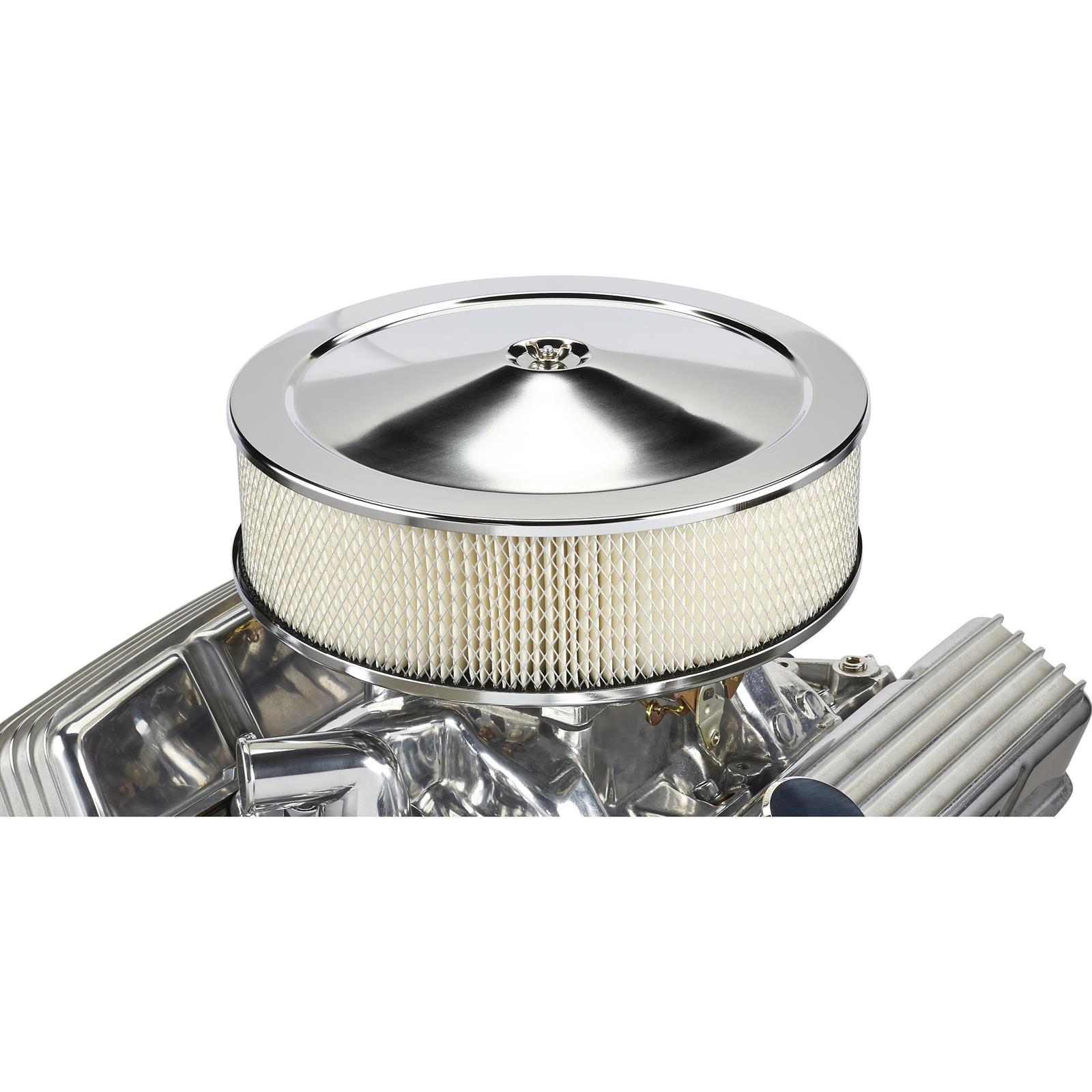 Chrome Deep Dish Performance Air Cleaner, 14 x 4 Inch, 4 Barrel Carb.
