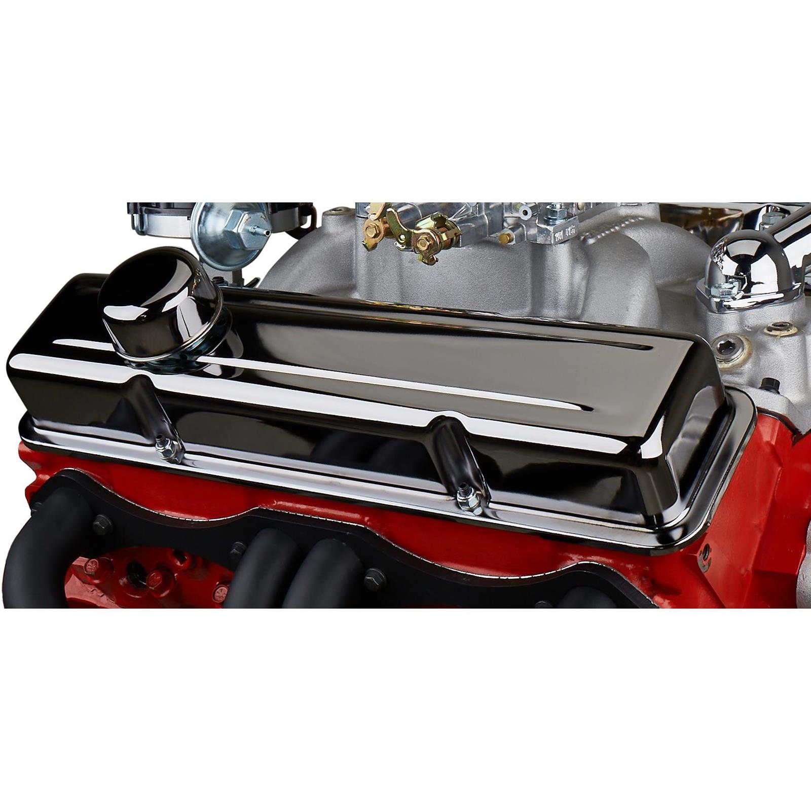 Speedway Motors SBC Short Valve Covers, Black Chrome