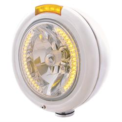 United Pacific 32470 SS Classic Headlight H4 W/34 Amber LED