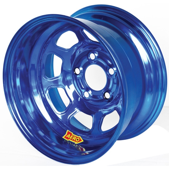 Aero 50-974740BLU 50 Series 15 In. Race Wheel, 5x4.75, 4"BS, Blue