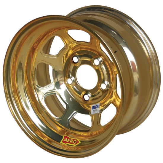 Aero 52-984720GOL 52 Series 15x8 Wheel, 5 on 4-3/4 BP, 2 Inch BS IMCA