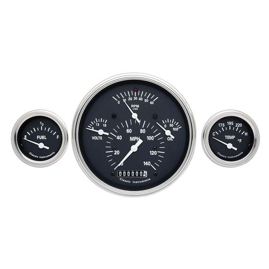 Classic Instruments CH01BSLF Tetra Series 1957 Chevy Gauge Set, Black