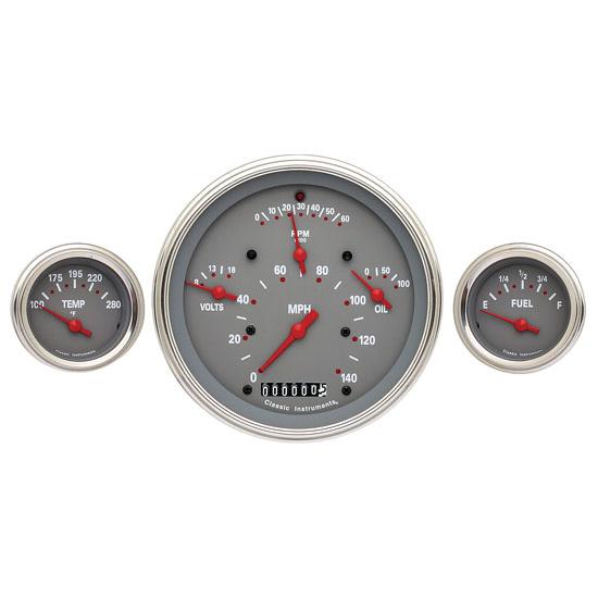Classic Instruments Tetra Series 1957 Chevy Gauge Set, Grey Face