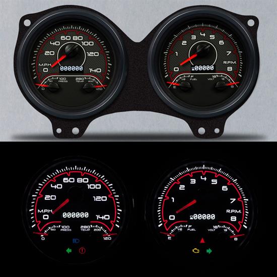 New Vintage USA 69691-06 69 Firebird CFR Series Gauge Set, Red