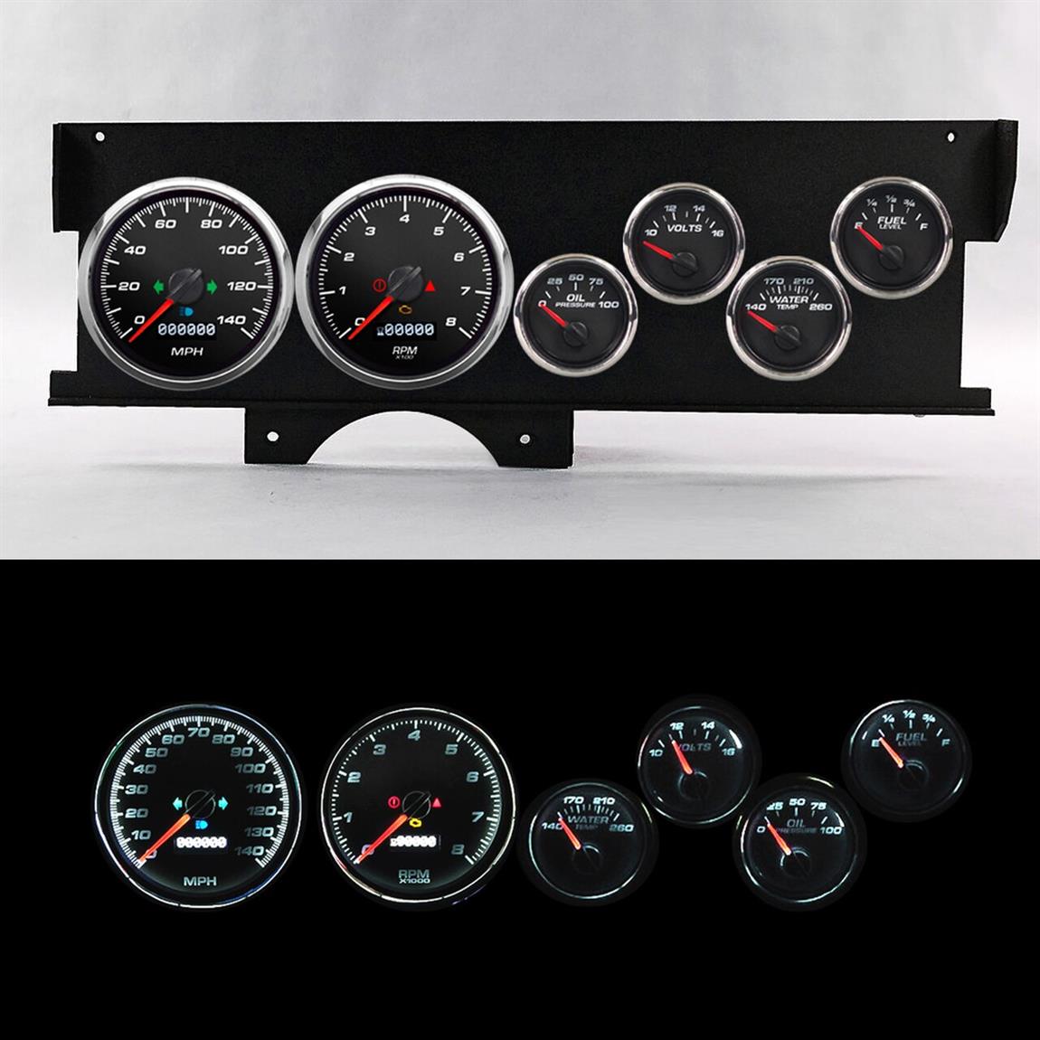 New Vintage USA 72010-01 70-72 Malibu Sweep Dash Perf. Gauges Blk