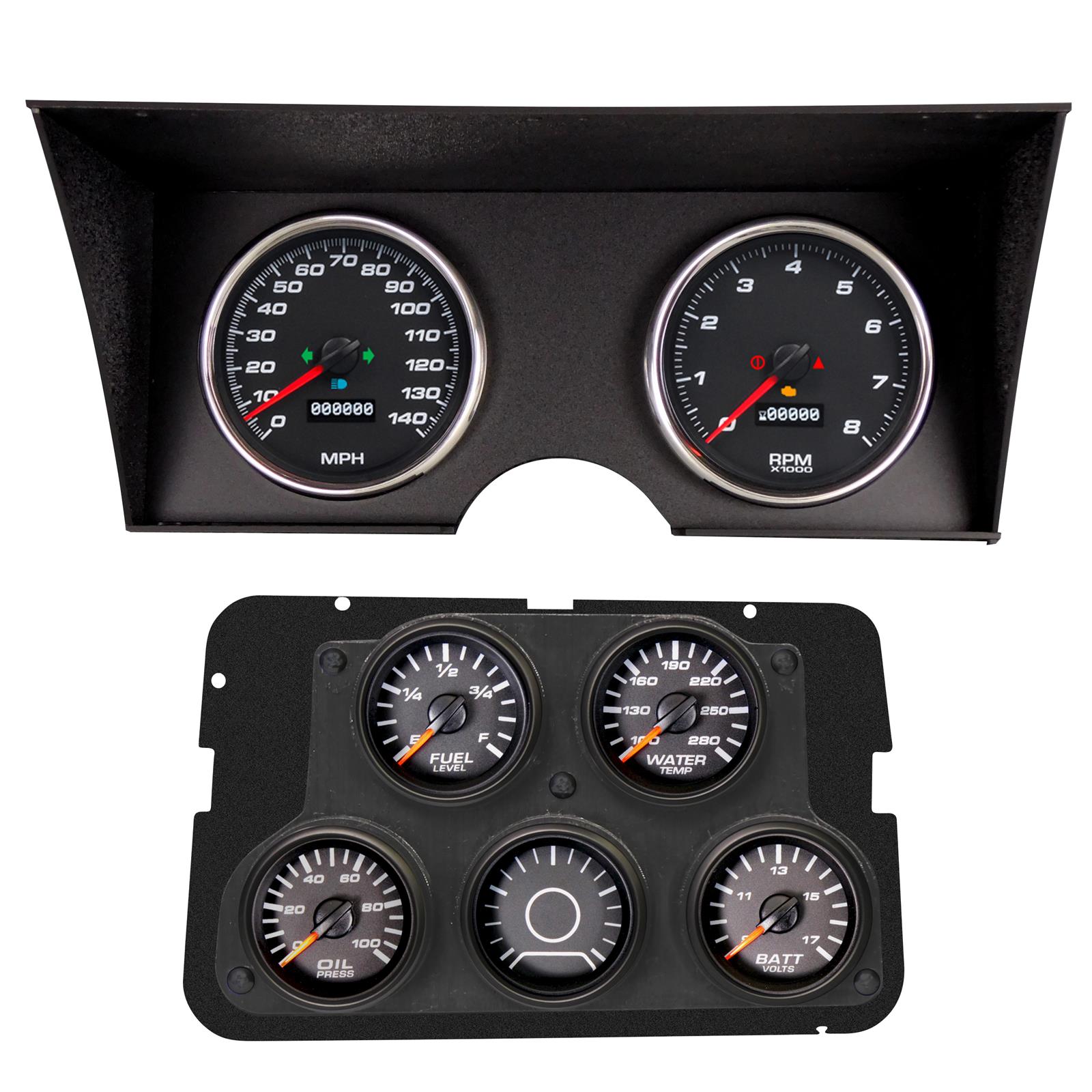New Vintage 77011-01 Performance II Gauges 78-82C3 Corvette Black