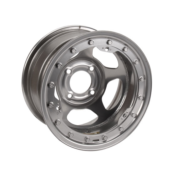 Bassett 38SP2SL 13X8 Inertia 4x4.25 2 In BS Silver Beadlock Wheel