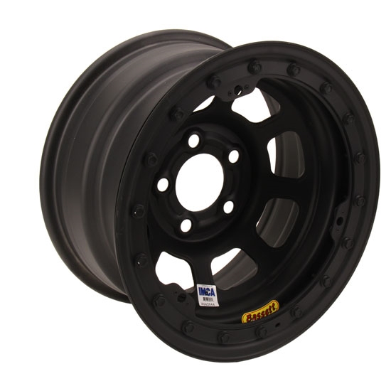 Bassett D-Hole IMCA Approved 15 x 8 Inch Wheel, Beadlock, Flat Black
