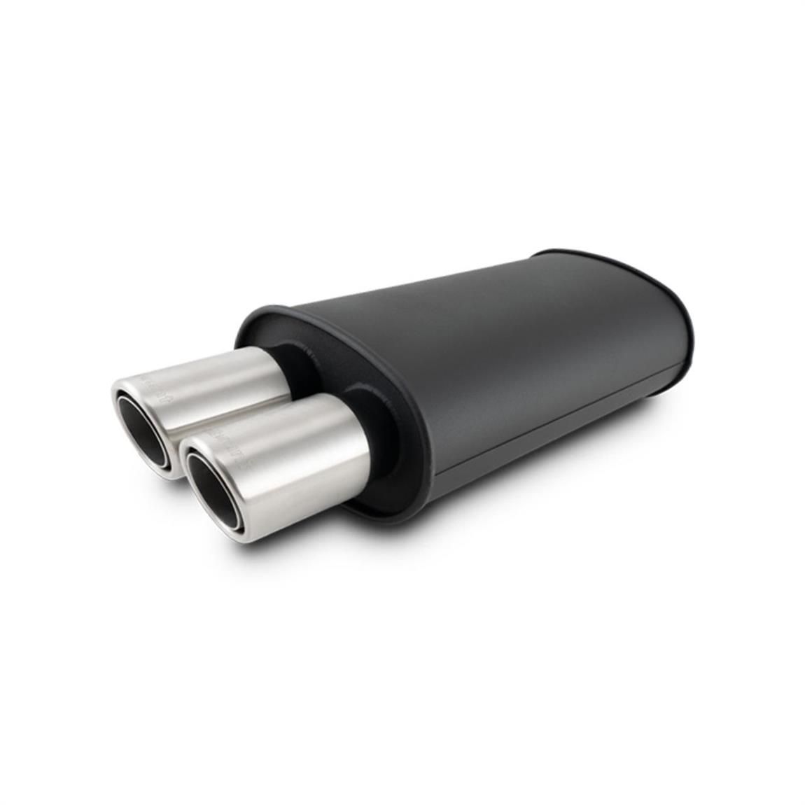 Vibrant 12311 Black Dual Muffler with Angled Stainless Steel Tips