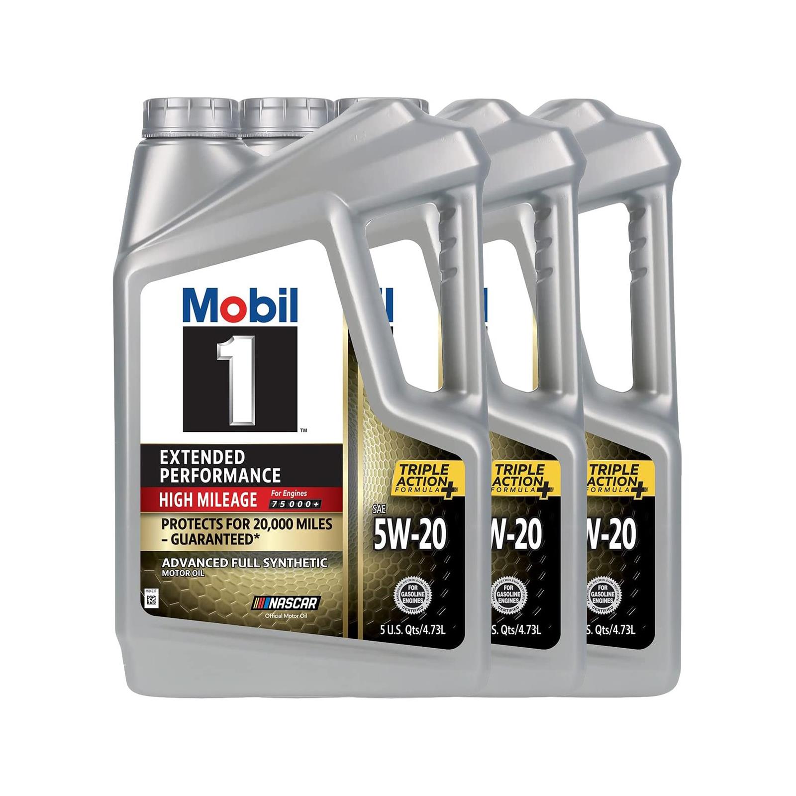 Mobil 1 123840 High Mileage Full Synthetic, 5W-20, 5 Qt, Case/3
