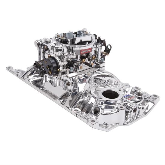 Edelbrock 20274 Single-Quad Intake Manifold/Carburetor Kit, Chevy