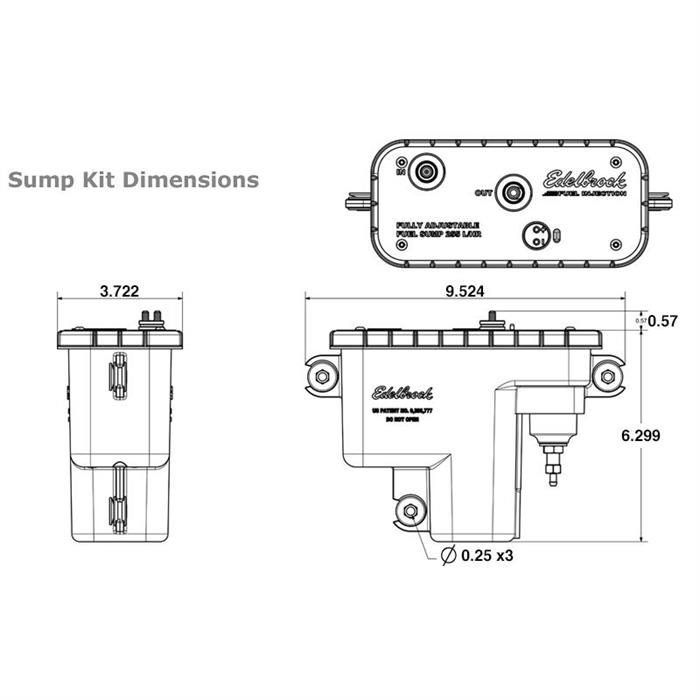 Edelbrock 36031 Adjustable Fuel Sump Module, 67 GPH