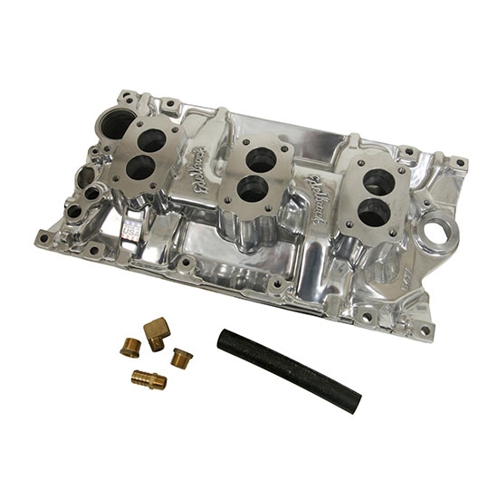 Edelbrock 54171 C357-B Three-Deuce Intake Manifold, SB Chevy, Vortec