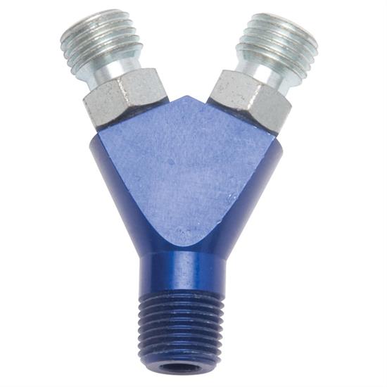 Edelbrock 76557 Flare Jet Adapter Y Fitting, 1/8 Inch NPT, Blue