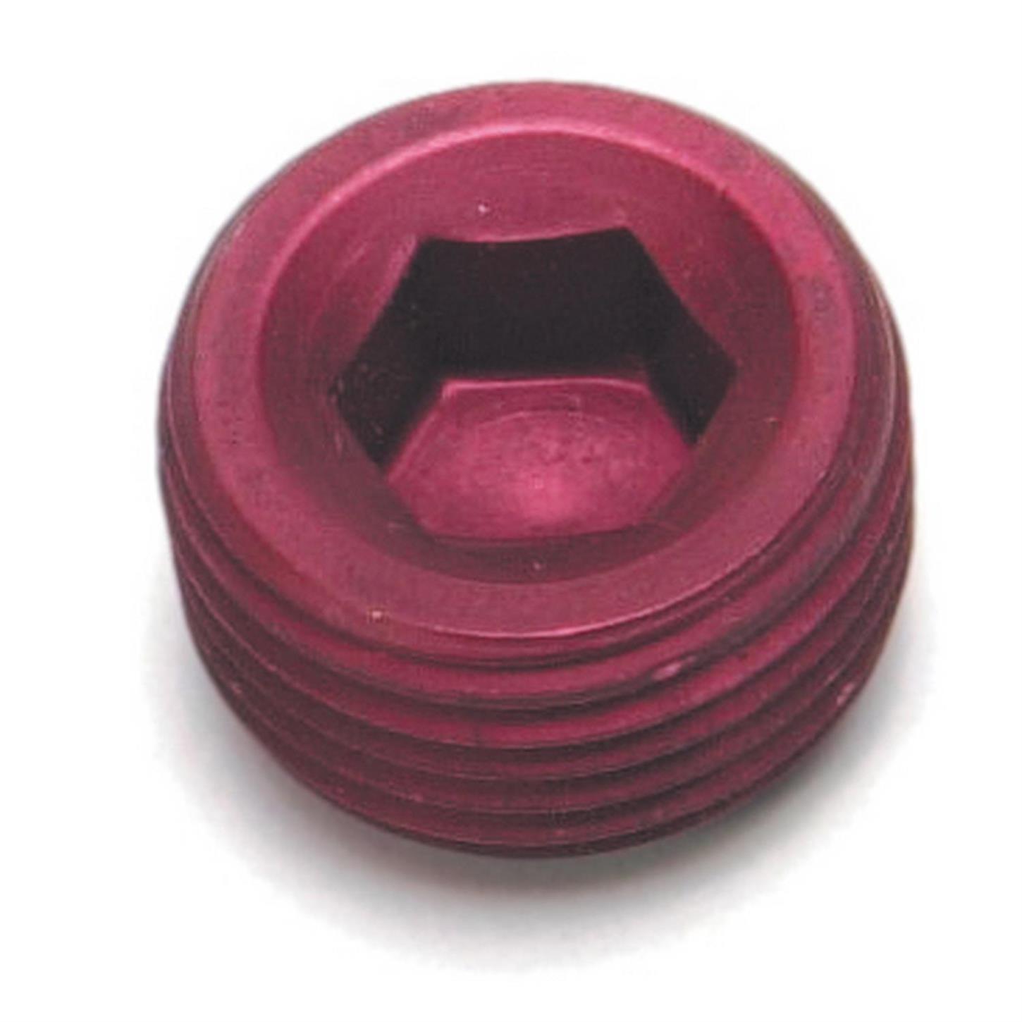 Edelbrock 76565 Pipe Plug Fitting, 1/4 In. NPT, Aluminum, Red Anodized