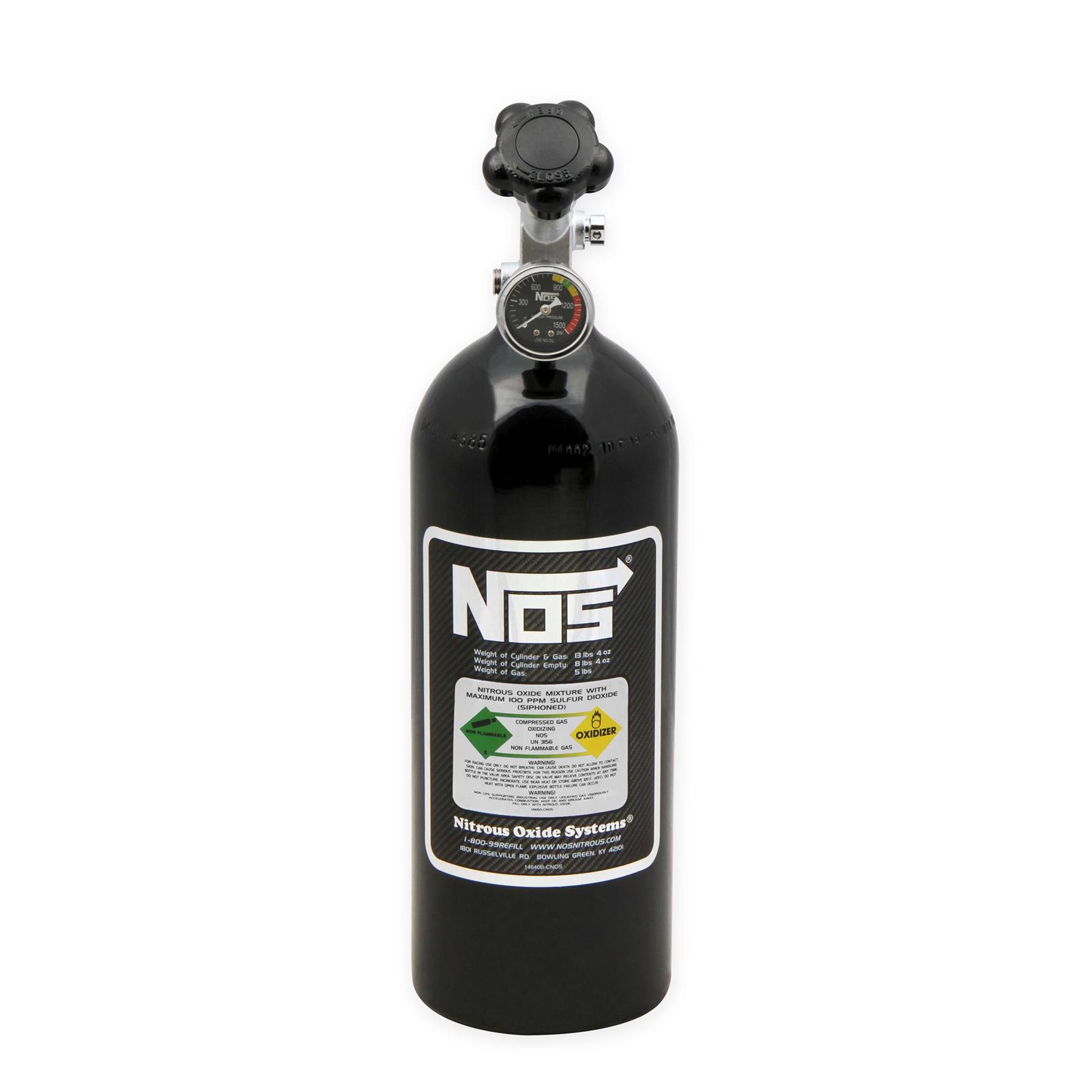 NOS 14730BNOS Nitrous Bottle 5 Pound With Gauge Black