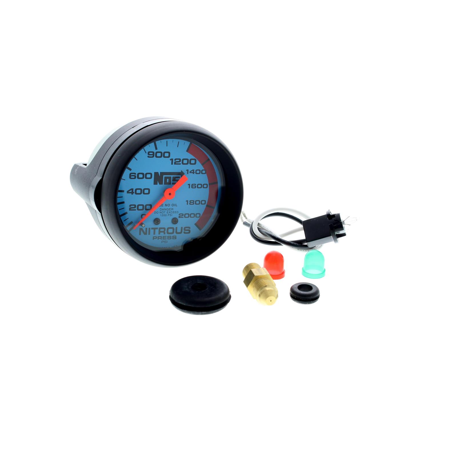 NOS 15911NOS Nitrous Pressure Gauge, 0-2000 PSI, w/Blue Face
