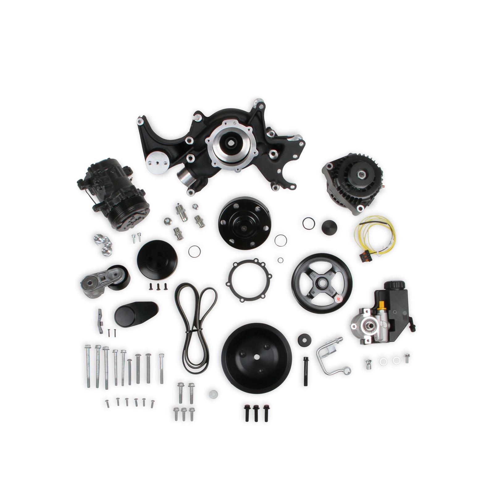 Holley 20-240BK SBC Mid-Mount Complete Accessory System, Black